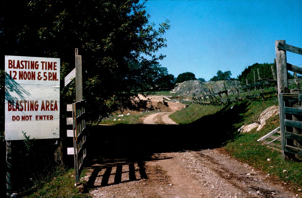 UC Santa Cruz: construction view of the Lower Quarry with sign warning ...